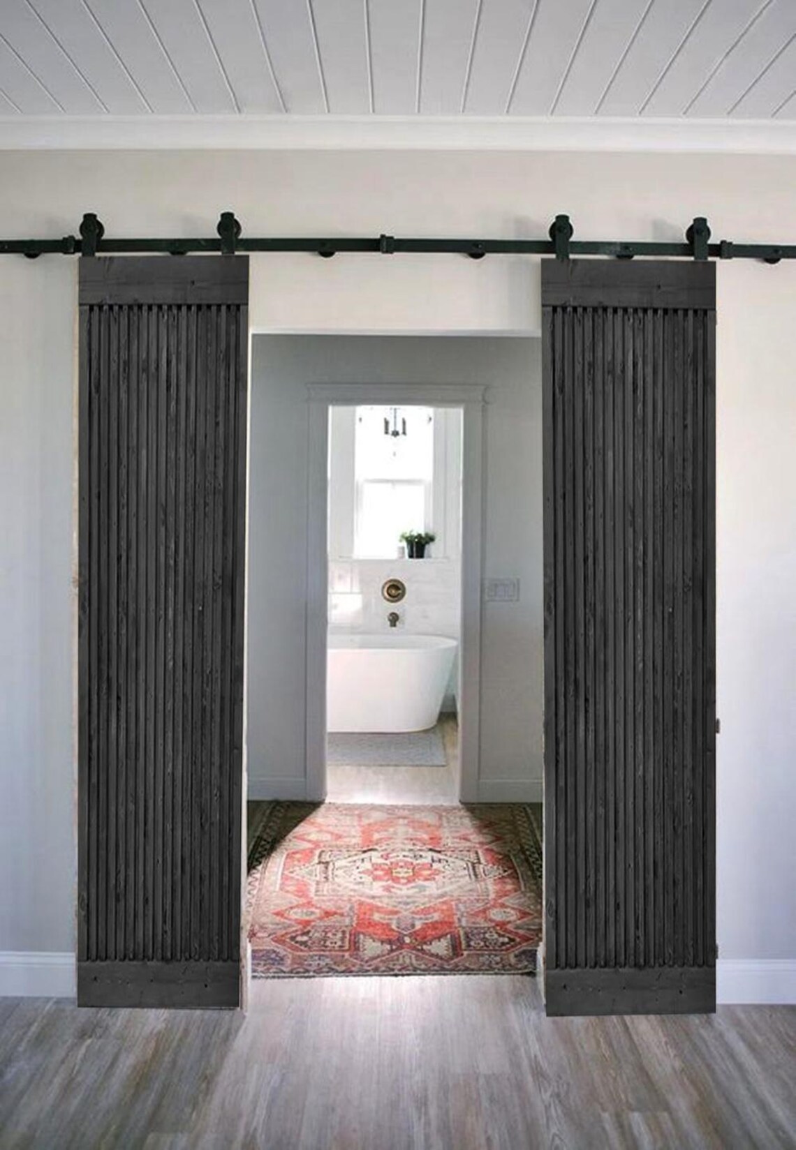 Modern Slat Barn Door: Custom Size Mid-century Ribbed Door - Etsy