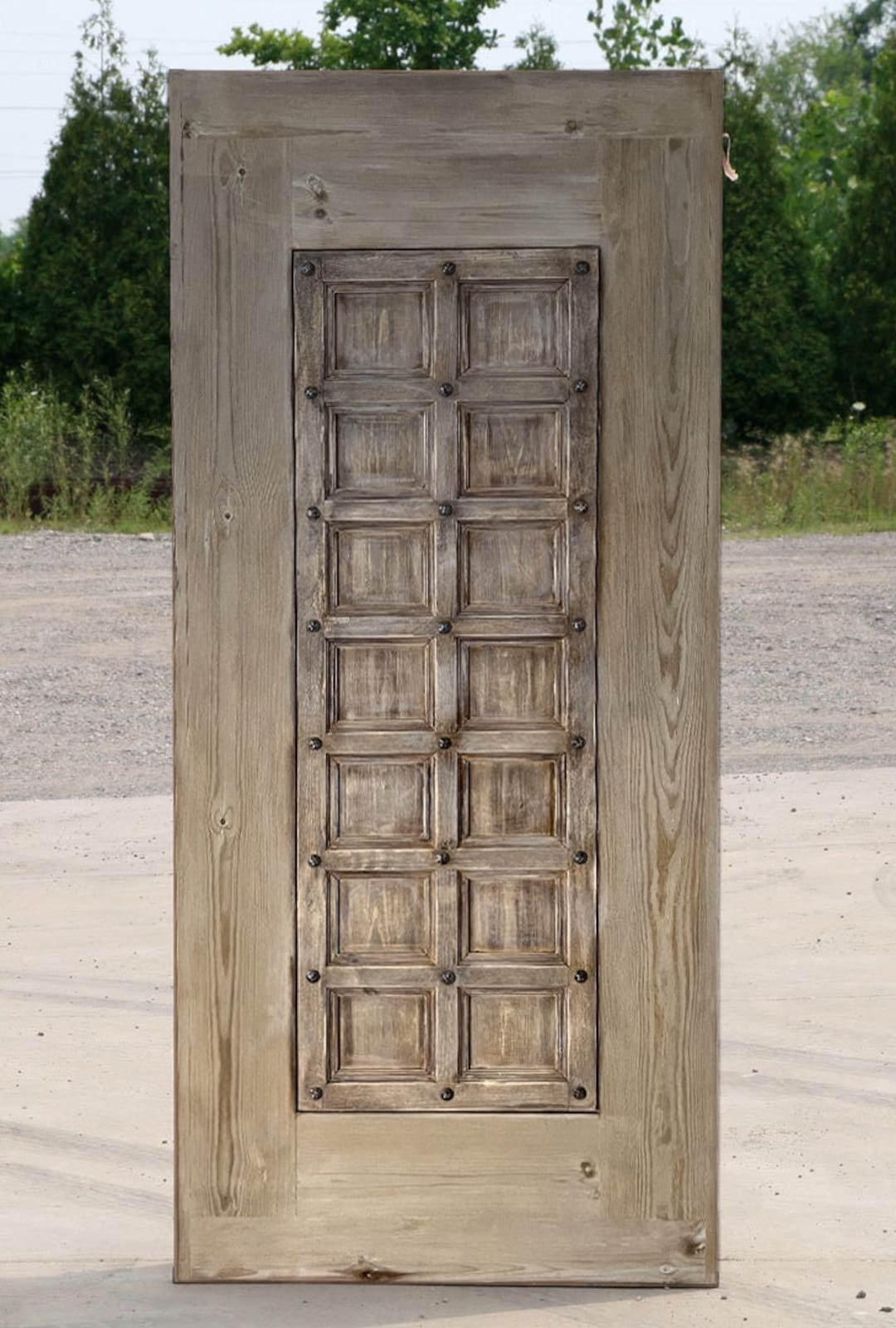 Custom Rustic Wood Door: Farmhouse Interior, Rivet Decor - Etsy
