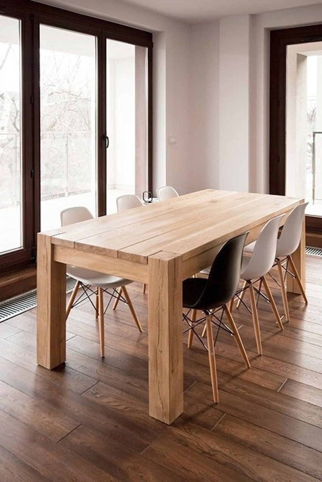 Parsons Table, Wood Base Tables, Rustic Farmhouse Table With Trestle ...