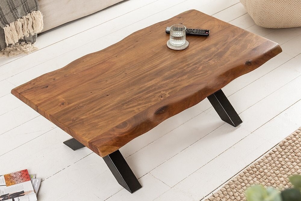 Coffee Table Rustic and Farmhouse Coffee Table With Metal - Etsy