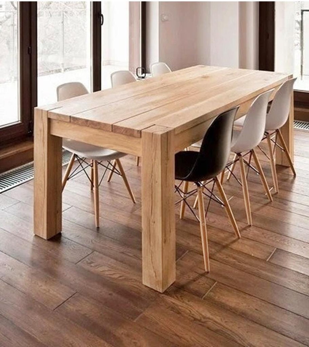 Parsons Table, Wood Base Tables, Rustic Farmhouse Table With Trestle ...