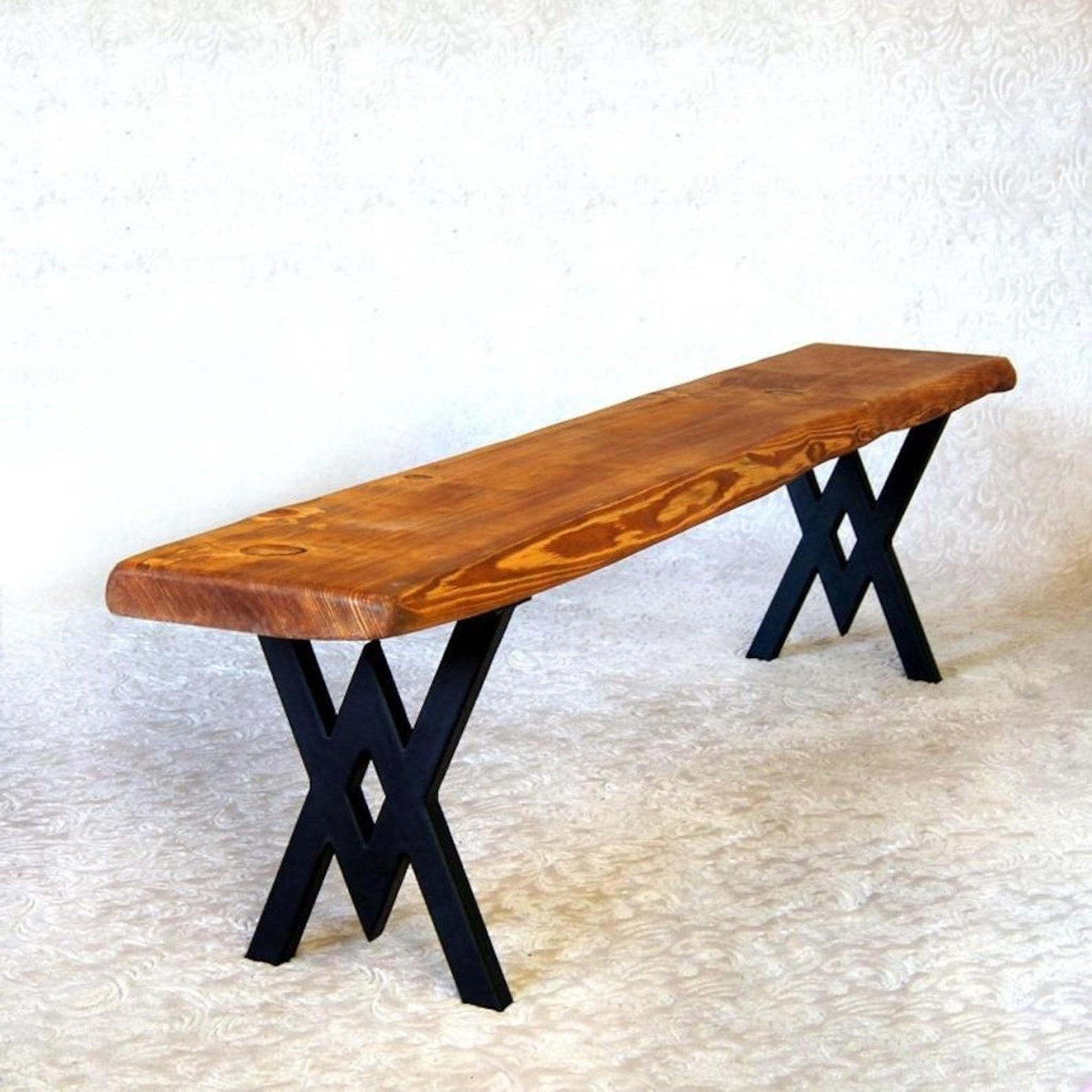 Rustic Wooden Bench Live Edge Solid Bench Rustic Wood Dining - Etsy
