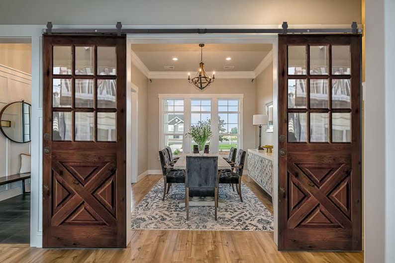 Rustic French Sliding Doors: Vintage Interior Exterior Solid Wood Door ...
