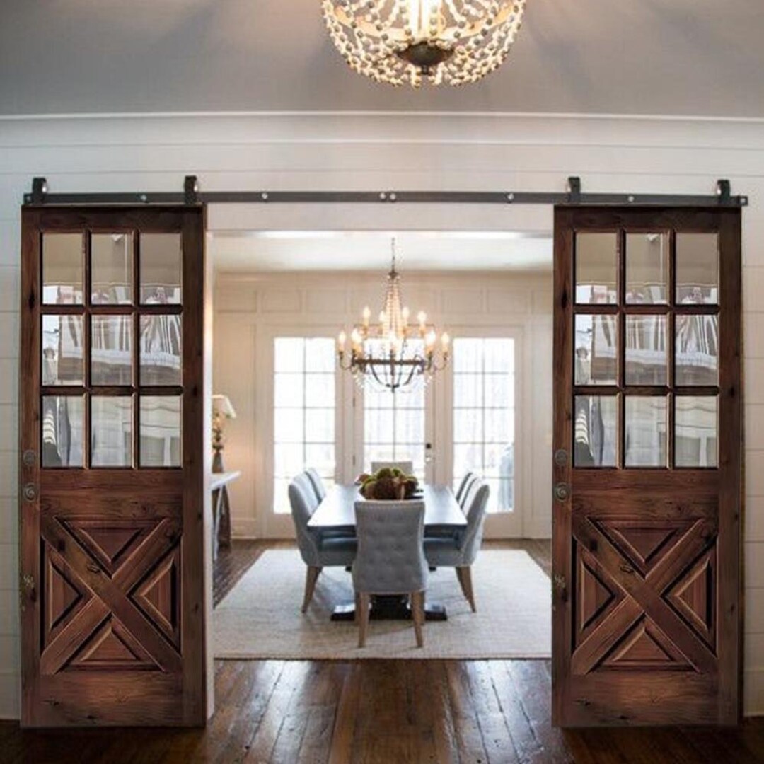 Rustic French Sliding Doors: Vintage Interior Exterior Solid Wood Door ...