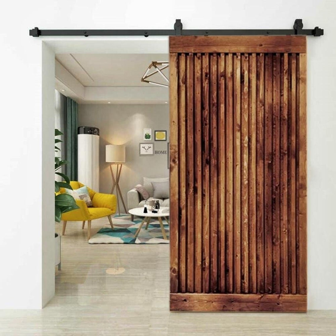 Handcrafted Ribbed Barn Door: Custom Slatted Wood, Interior-exterior - Etsy