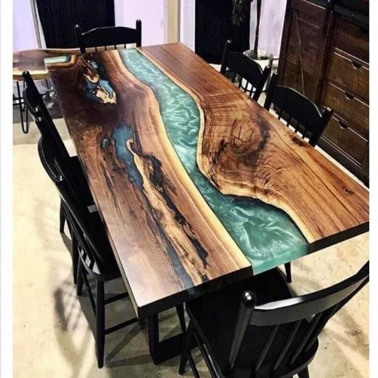 Epoxy River Table, Walnut Epoxy Table, Custom Size Epoxy Table,epoxy ...