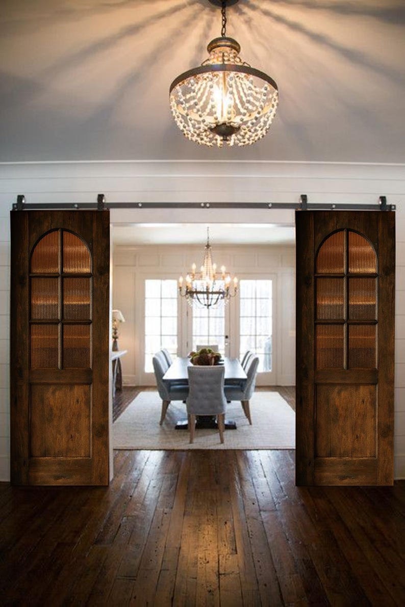 Handcrafted Arched Glass Wood Door: Rustic Farmhouse Style - Etsy