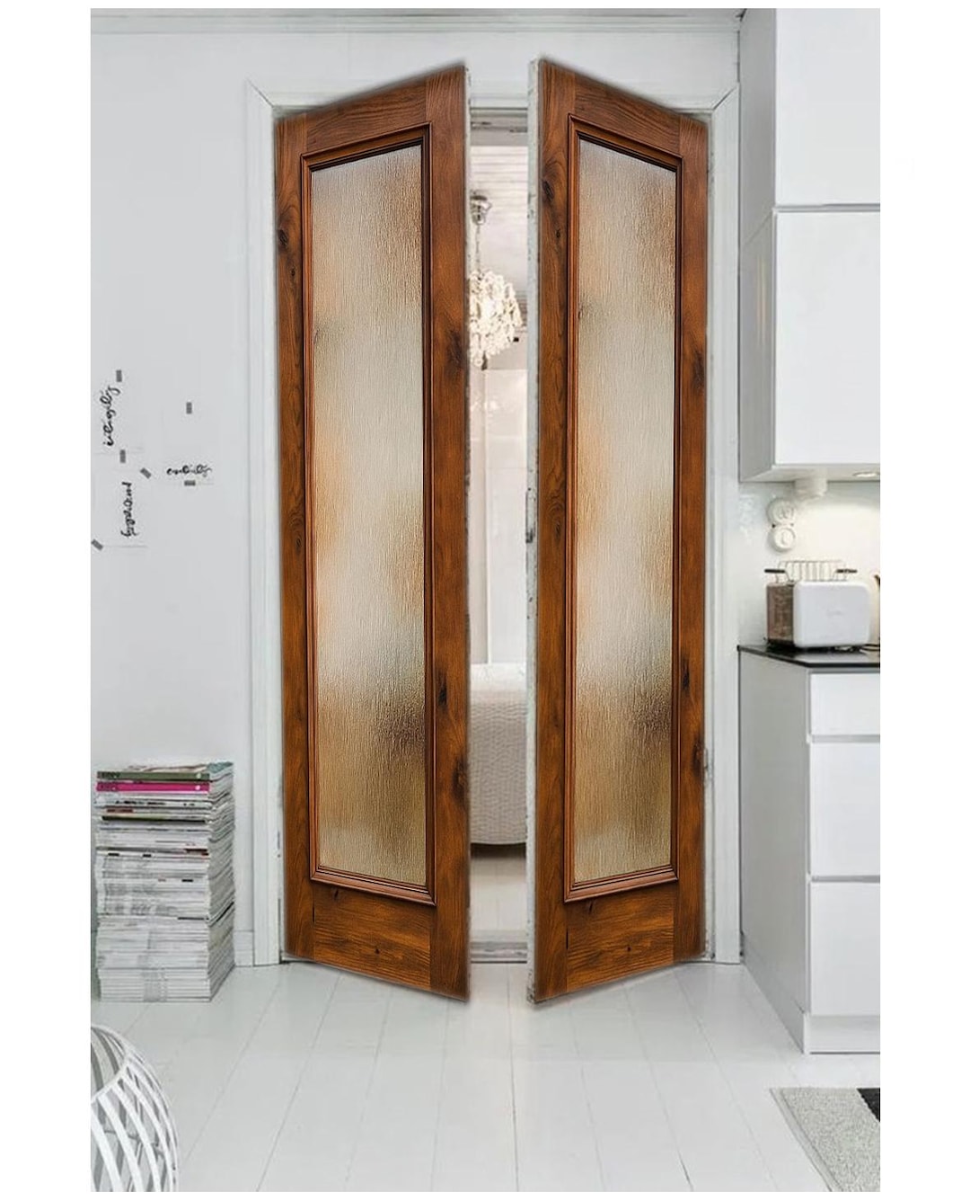 Handcrafted Rustic Wood Door With Vintage Glass, Custom Size - Etsy