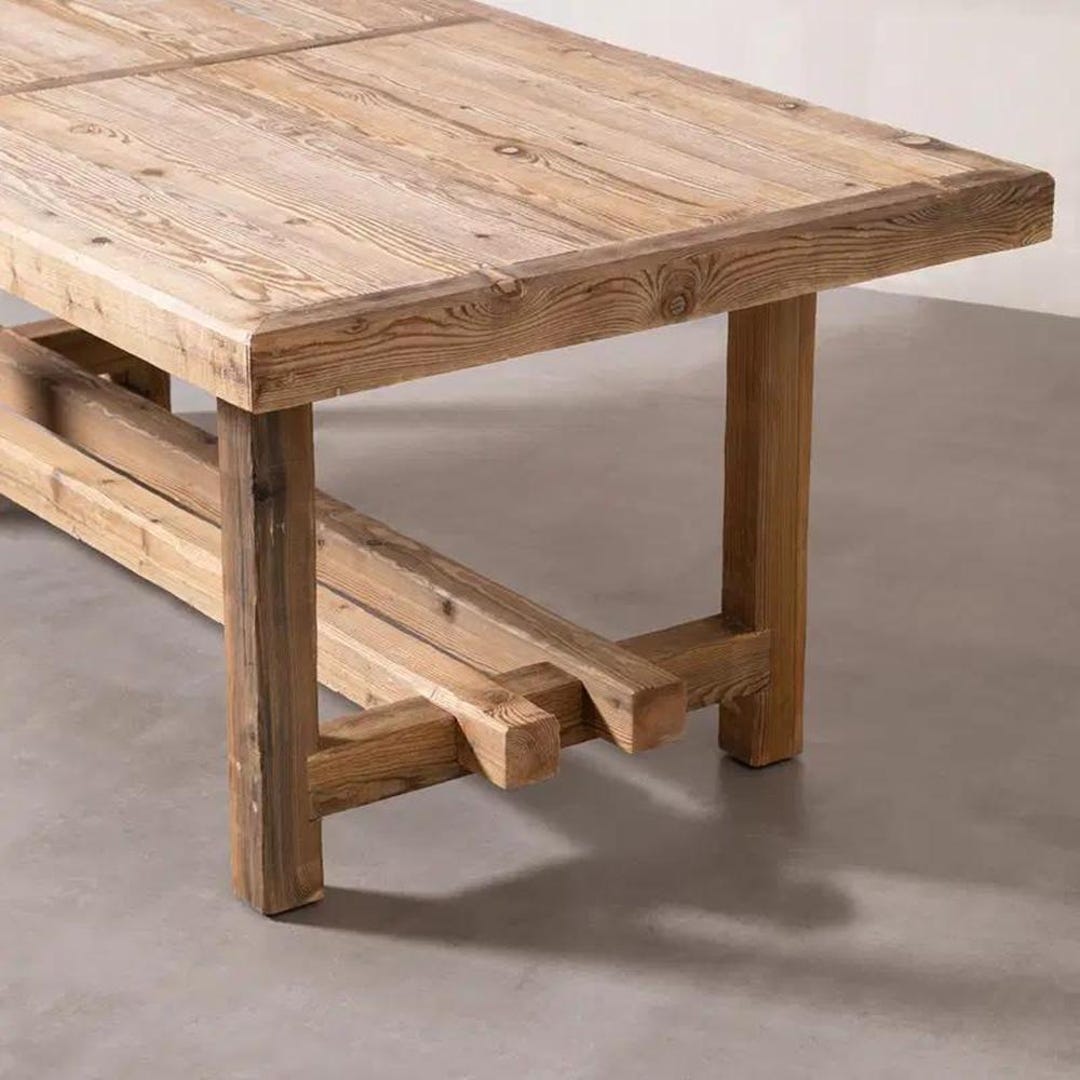Rustic Farmhouse Table, Pedestal Wood Table, Handcrafted Thick Solid ...