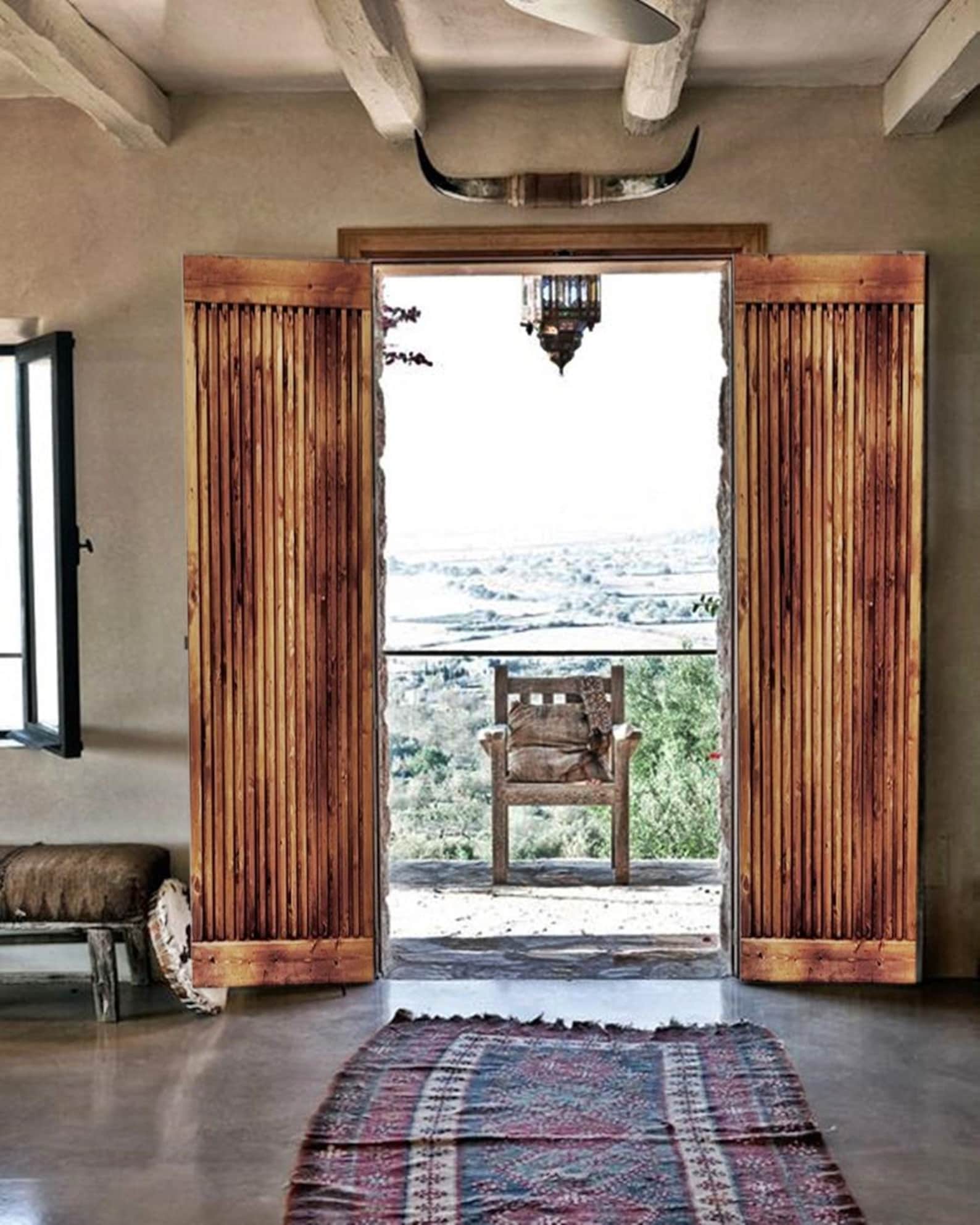 Handcrafted Ribbed Barn Door: Custom Slatted Wood, Interior-exterior - Etsy