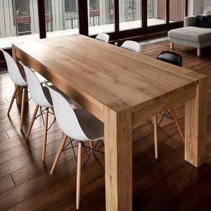 Parsons Table, Wood Base Tables, Rustic Farmhouse Table With Trestle ...