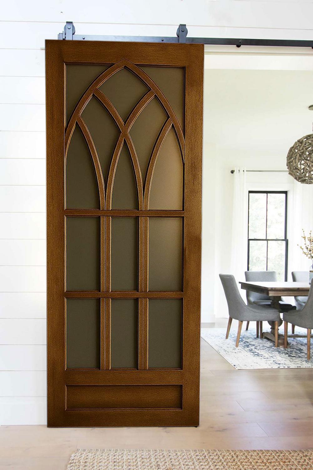 Vintage Gothic Sliding Barn Door: Rustic Arched French Door With ...
