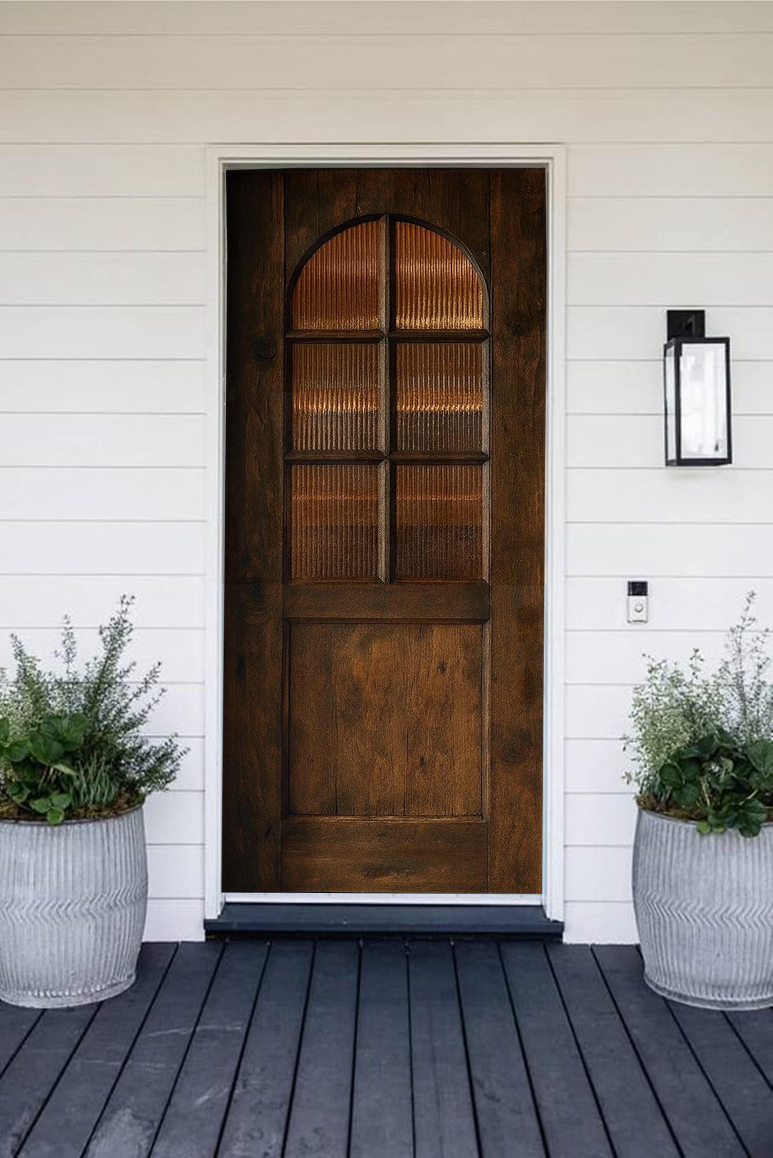 Handcrafted Arched Glass Wood Door: Rustic Farmhouse Style - Etsy