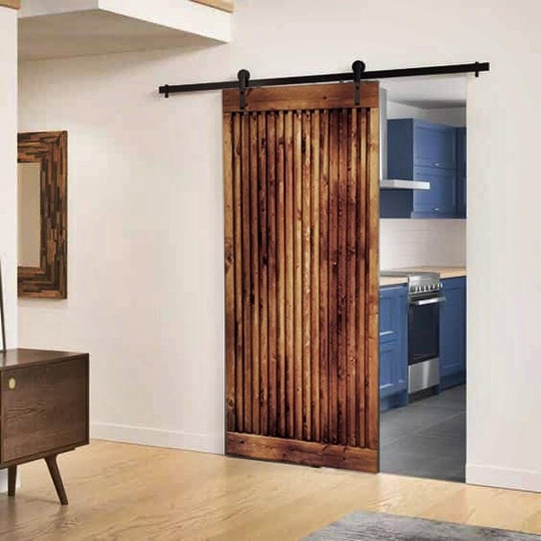 Handcrafted Ribbed Barn Door: Custom Slatted Wood, Interior-exterior - Etsy
