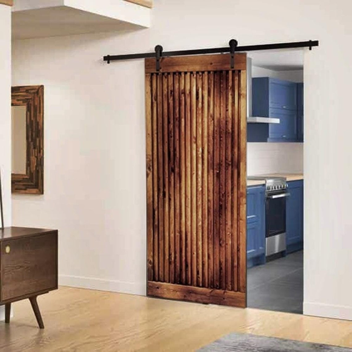 Handcrafted Ribbed Barn Door: Custom Slatted Wood, Interior-exterior - Etsy