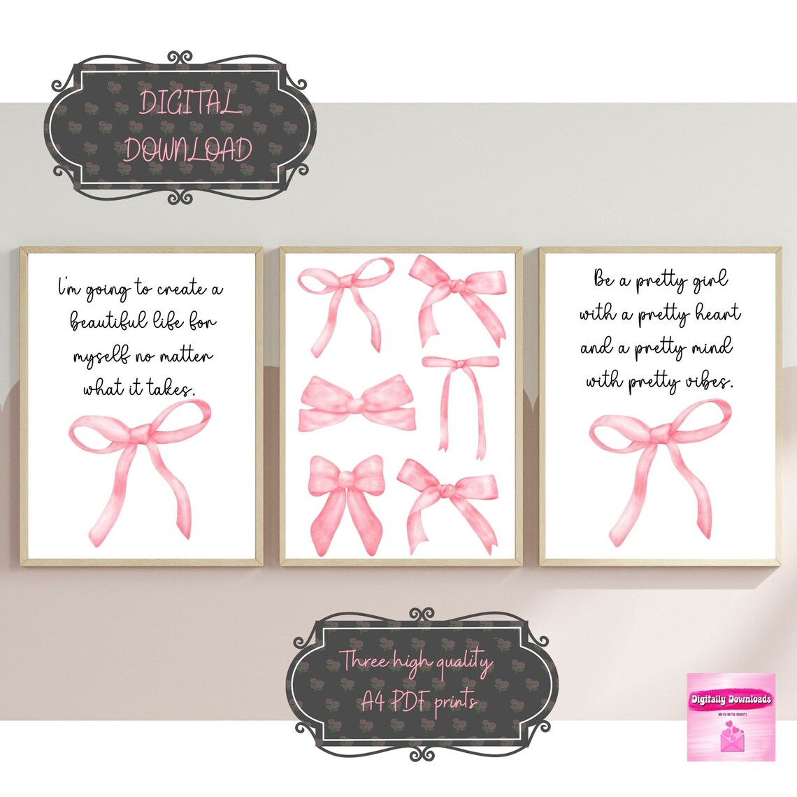Trendy Inspirational Coquette Printable Art Wall Decor, Cute Digital ...