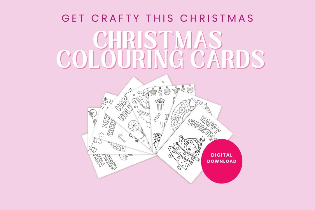 Christmas Cards Printable | Christmas Colouring Cards | Digital ...