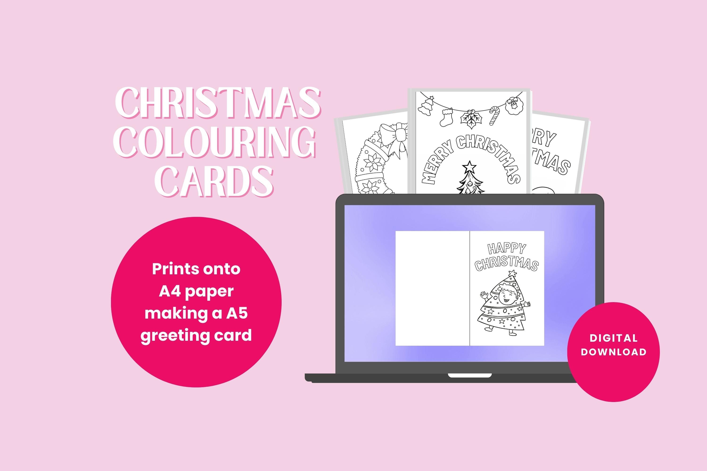 Christmas Cards Printable | Christmas Colouring Cards | Digital ...