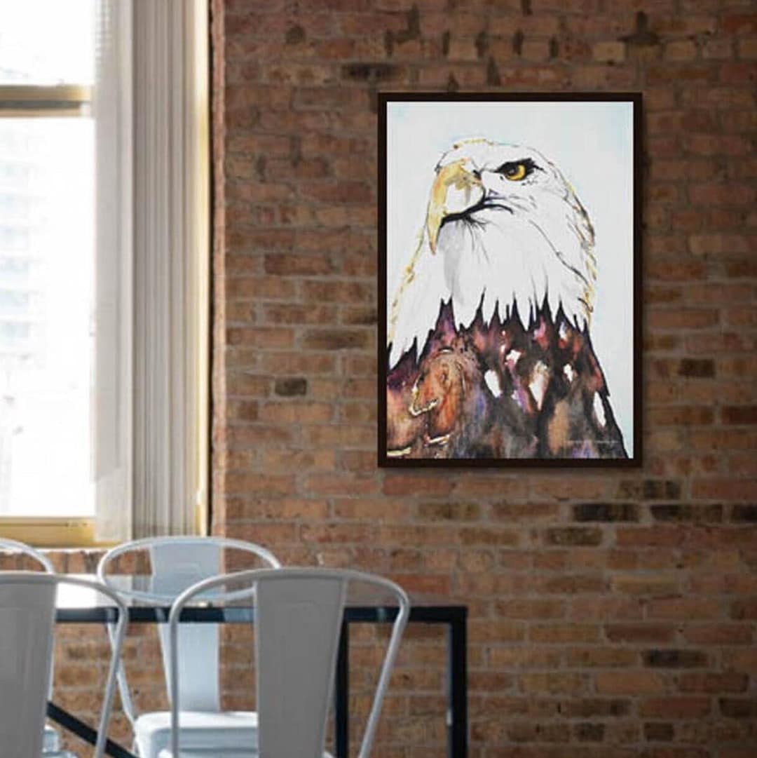 Rustic Eagle Watercolor Authentic Native American Art Bald Eagle Print ...