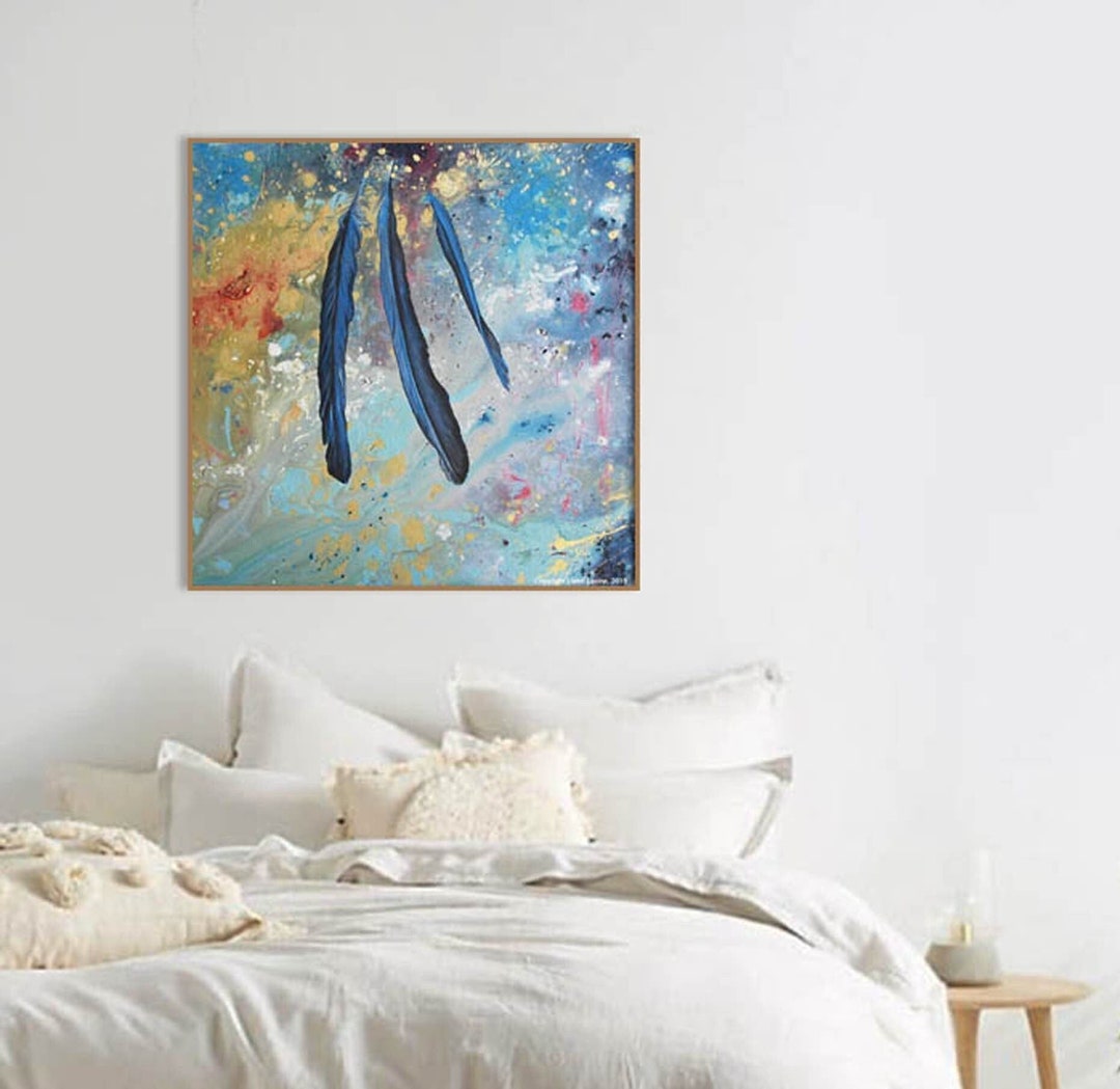 Captivating Modern Art Indigenous Feather Painting Loren Lavine ...