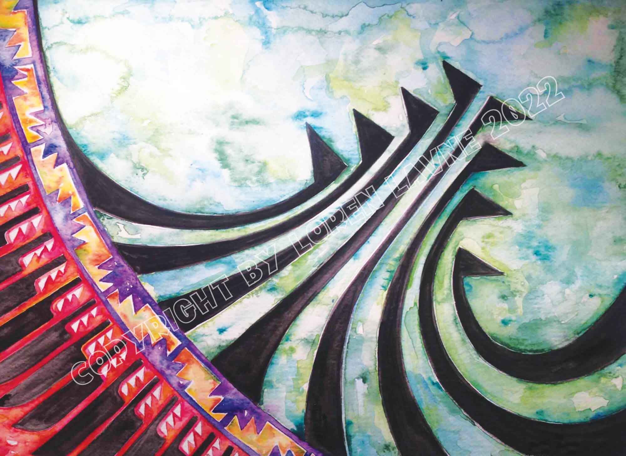 Modern Native American Art Vibrant Tribal Design Home Decor Midcentury ...
