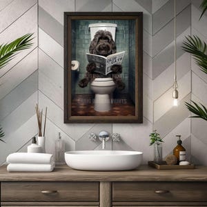 Black Cockapoo on the Loo, Funny Toilet Humour Dog Print - Etsy