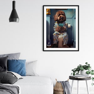 Brown Cockapoo on the Loo, Funny Toilet Humour Dog Print - Etsy