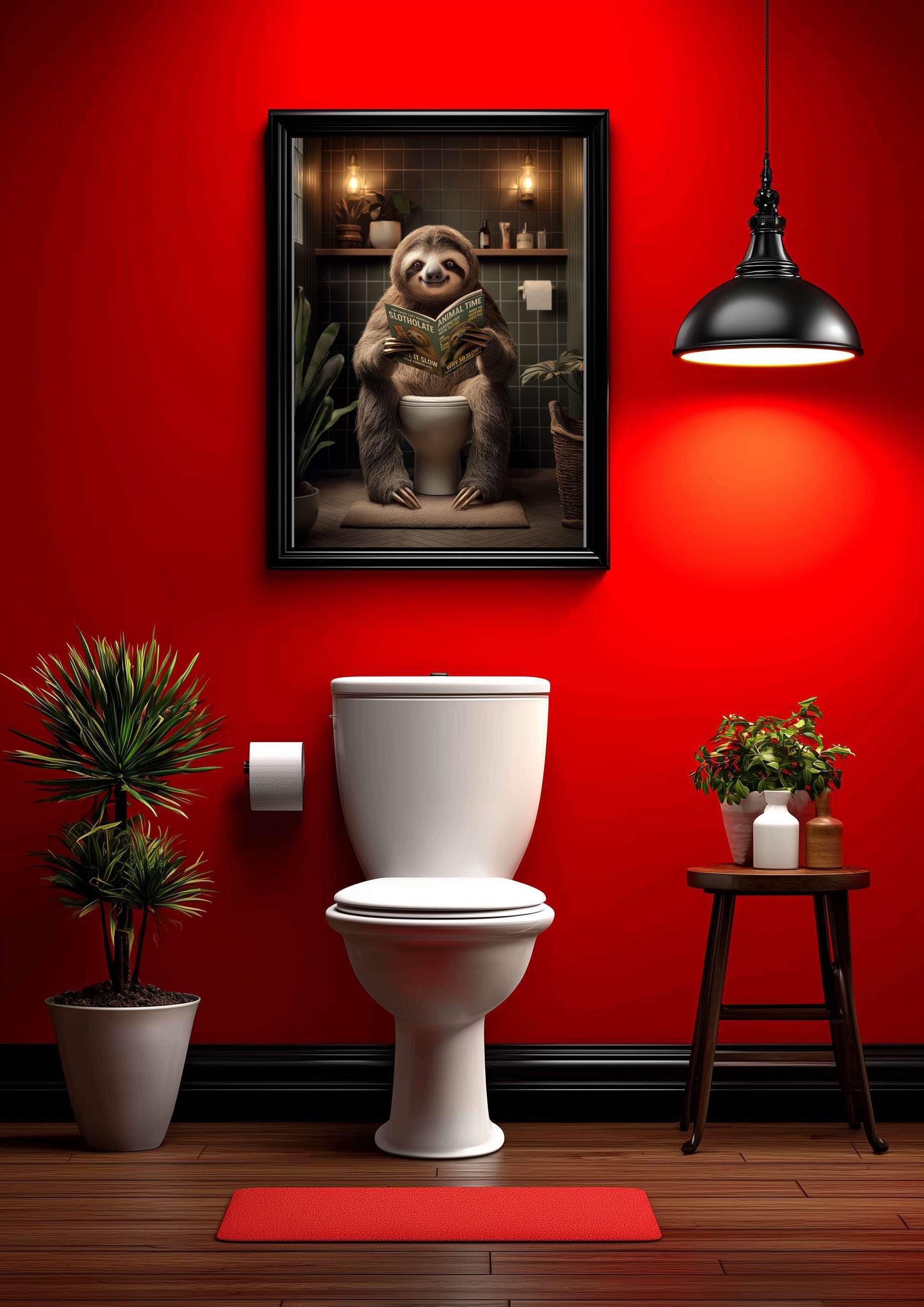 Sloth on the Toilet - Funny Bathroom Wall Art Gift - Etsy