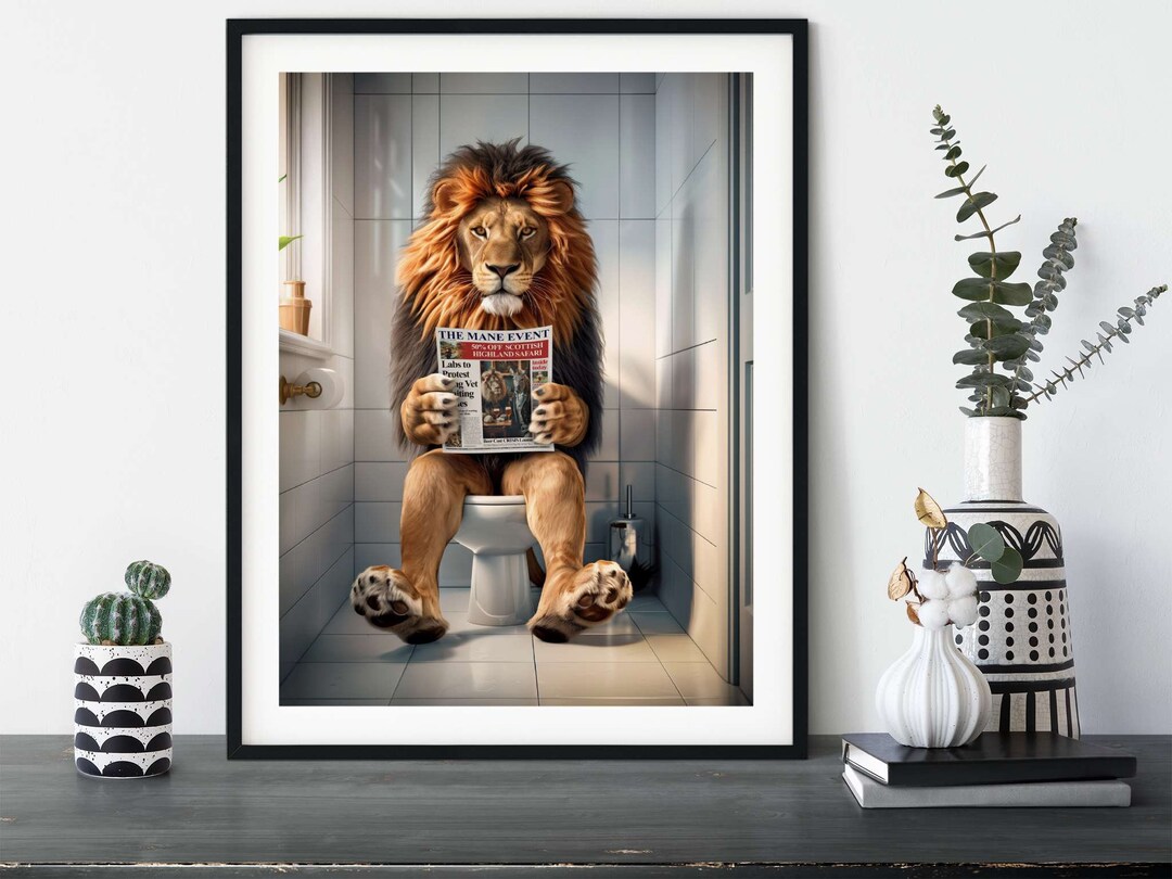 Funny Lion Toilet Print: King of the Jungle Bathroom Art - Etsy