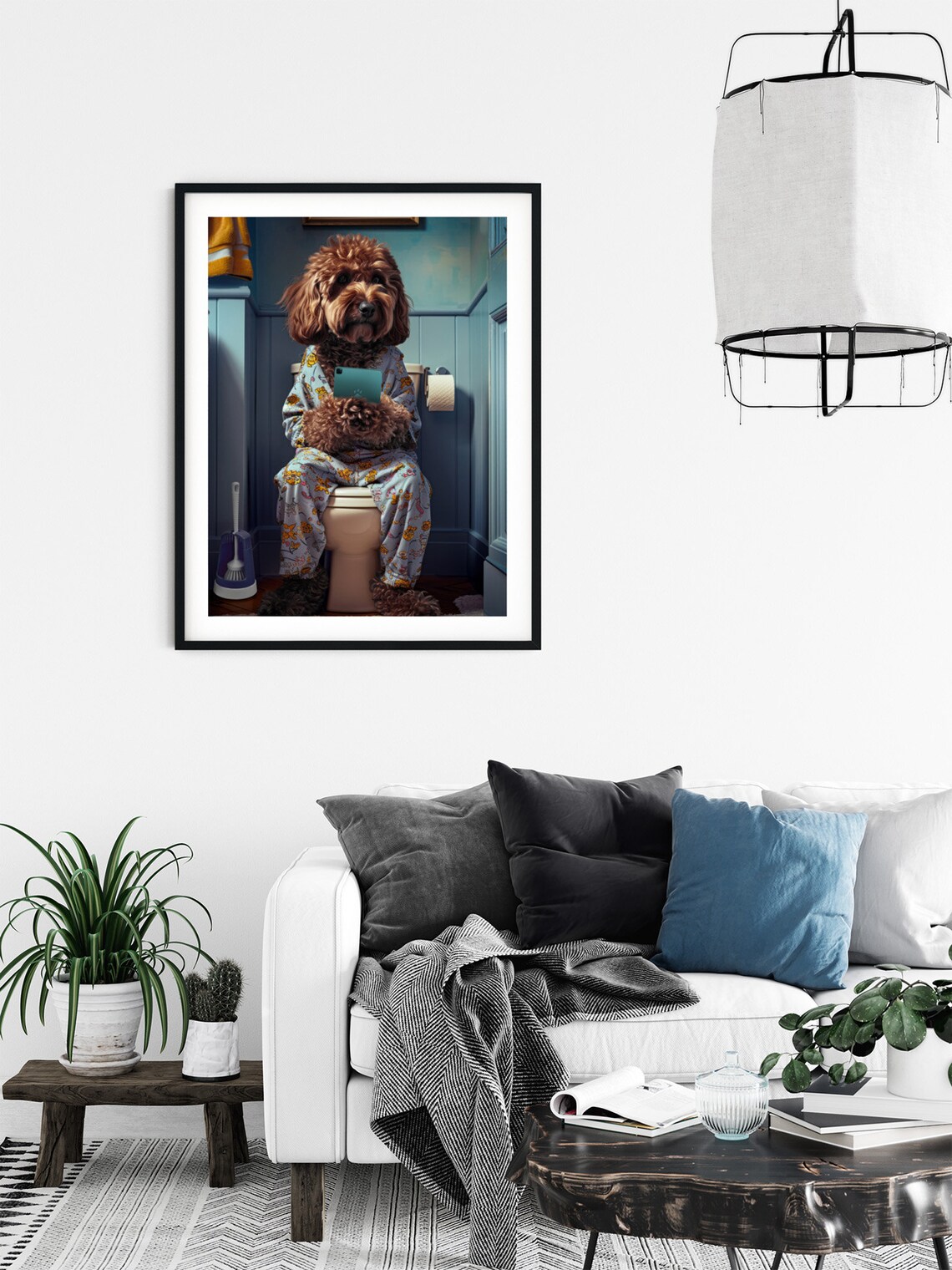 Brown Cockapoo on the Loo, Funny Toilet Humour Dog Print - Etsy
