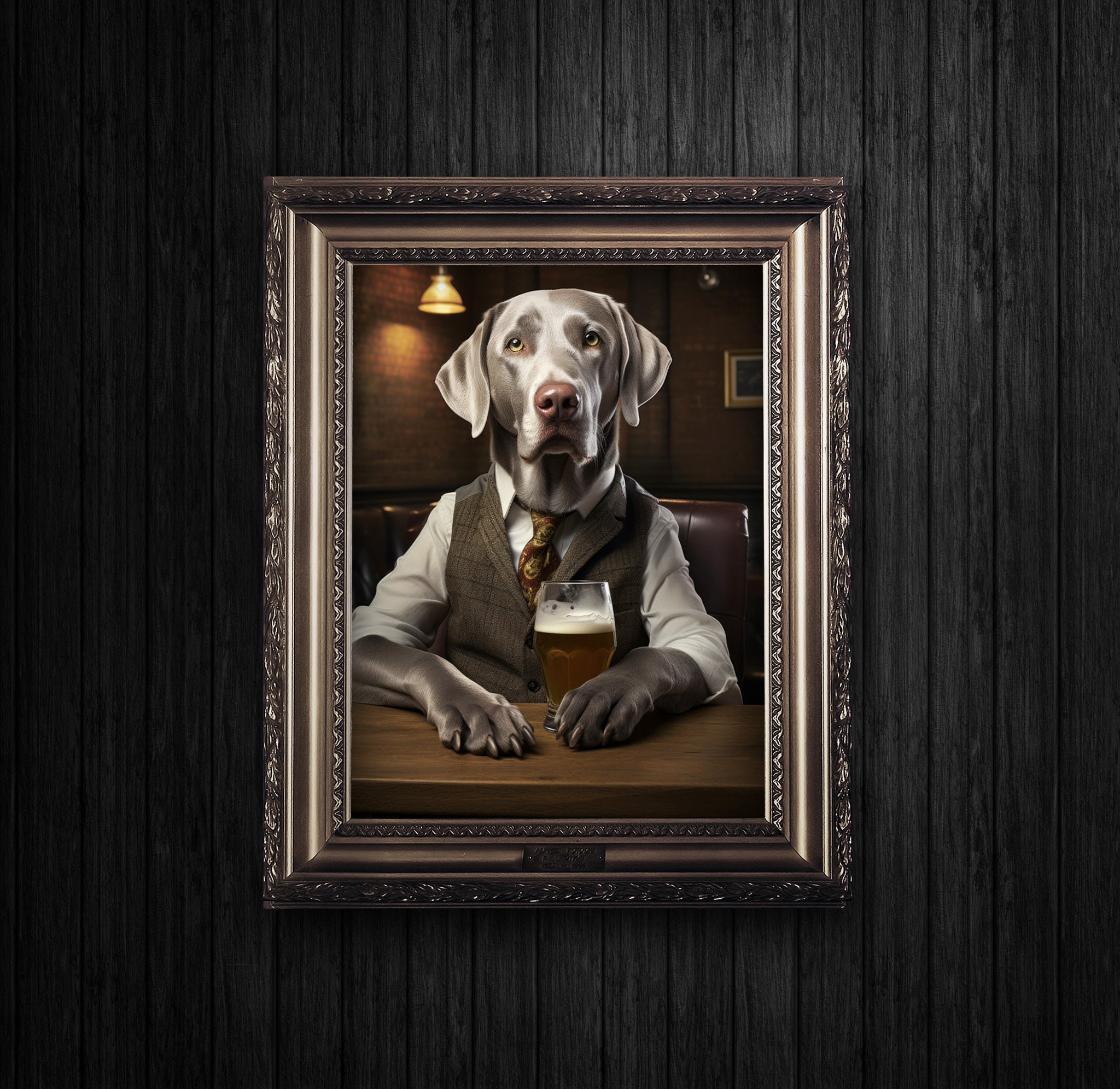 Silver Labrador Dog in the Pub, Funny Dressed Dogs in the Boozer ...