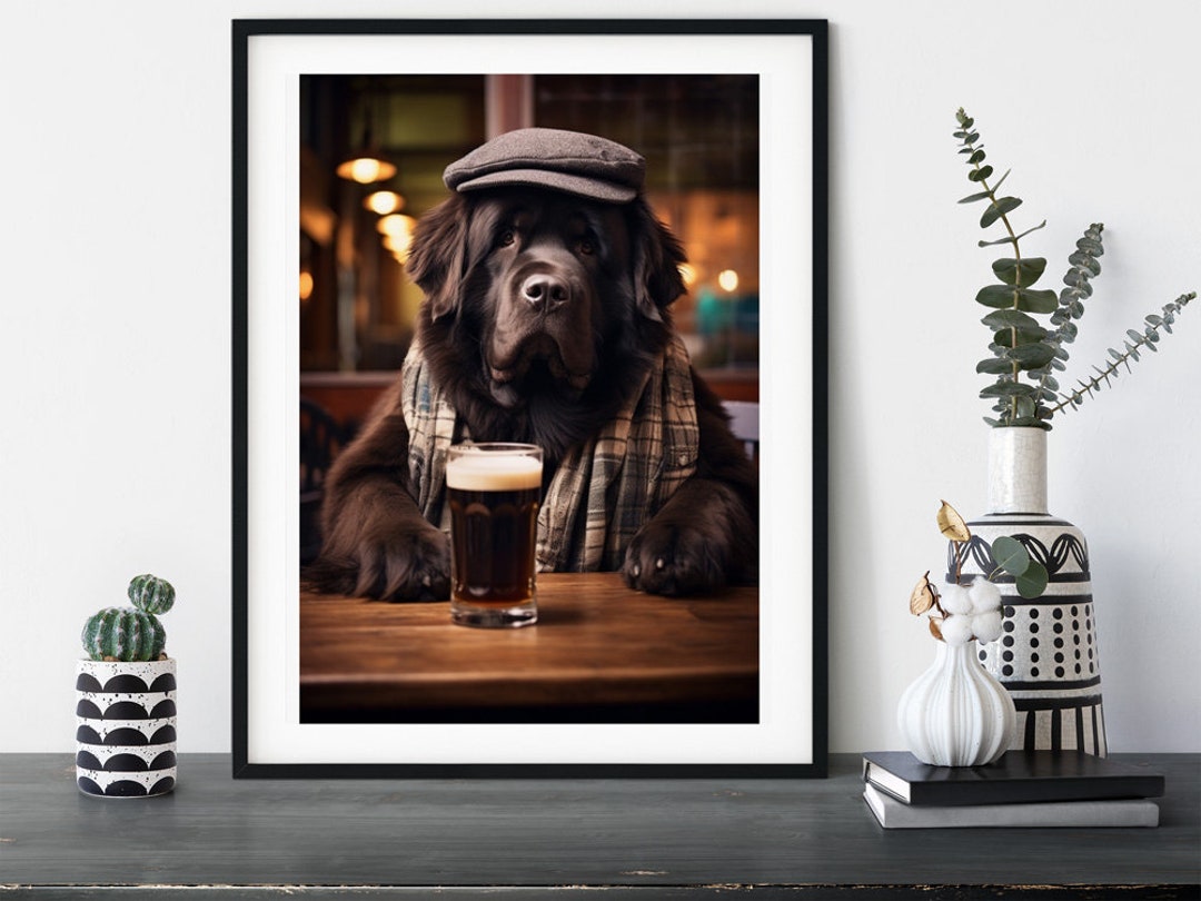 Newfoundland Dog in the Pub, Funny Dressed Dogs in the Boozer, Interior ...