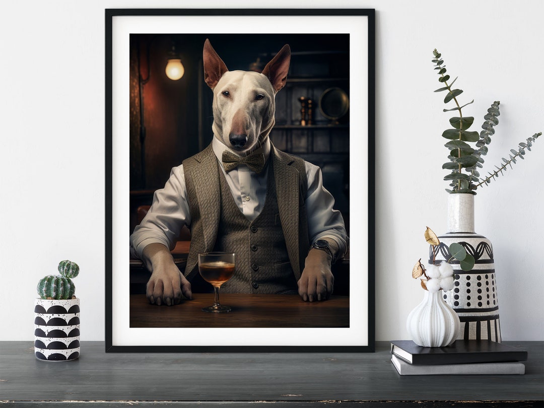 Dapper Bull Terrier Bar Art Print: Vintage Dog Lover Gift - Etsy UK