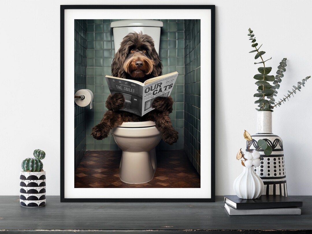 Black Cockapoo on the Loo, Funny Toilet Humour Dog Print - Etsy