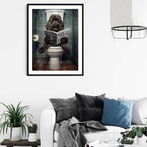 Black Cockapoo on the Loo, Funny Toilet Humour Dog Print - Etsy