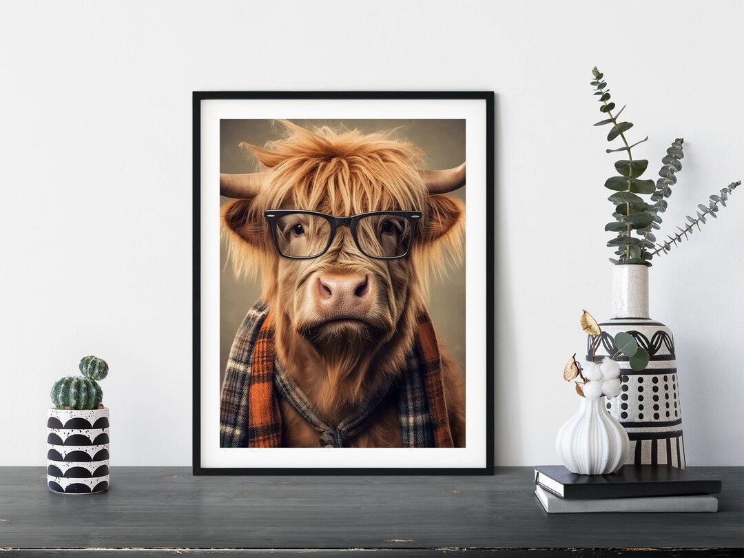 Hipster Highland Cow Digital Download Scottish Highlander - Etsy