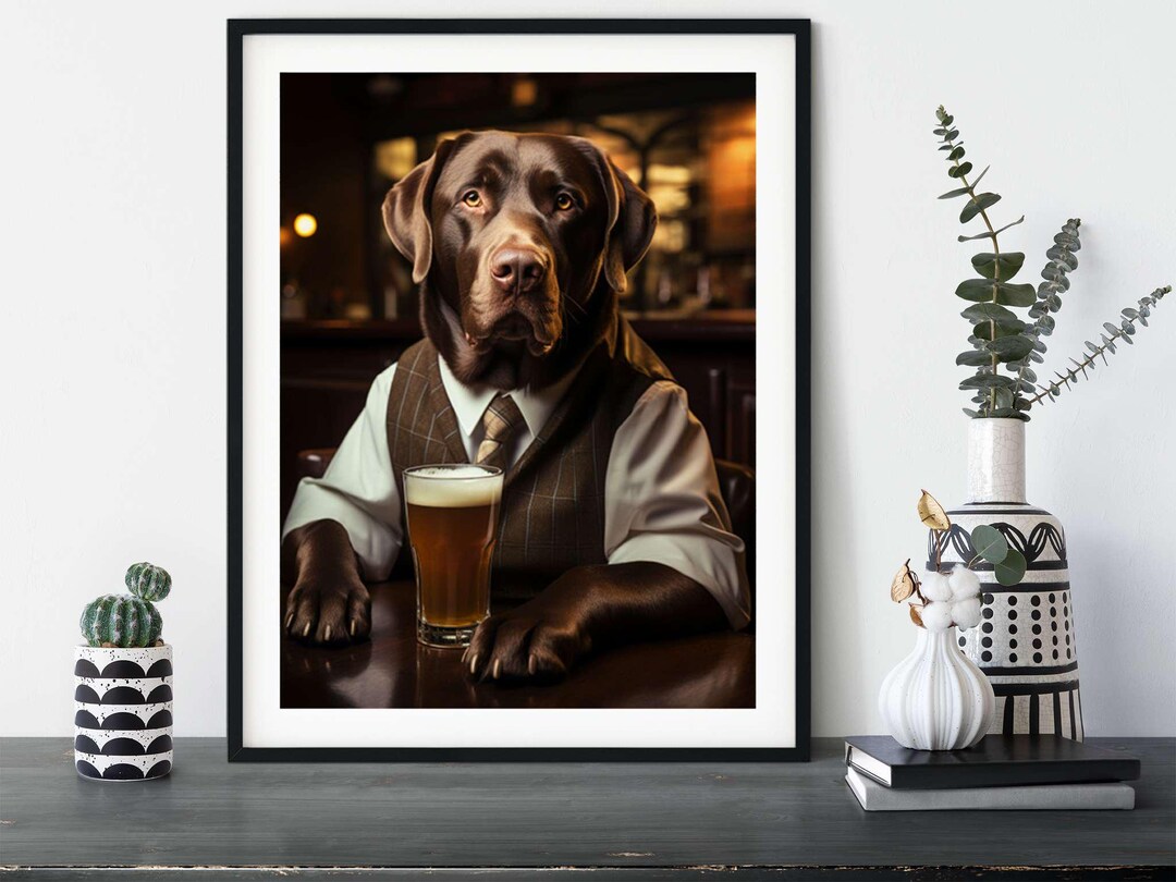 Chocolate Lab Pub Print: Dapper Dog Portrait, Funny Bar Wall Art - Etsy