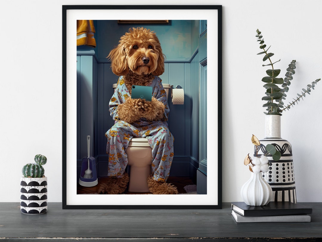 Cockapoo on the Loo, Funny Toilet Humour Dog Print - Etsy UK