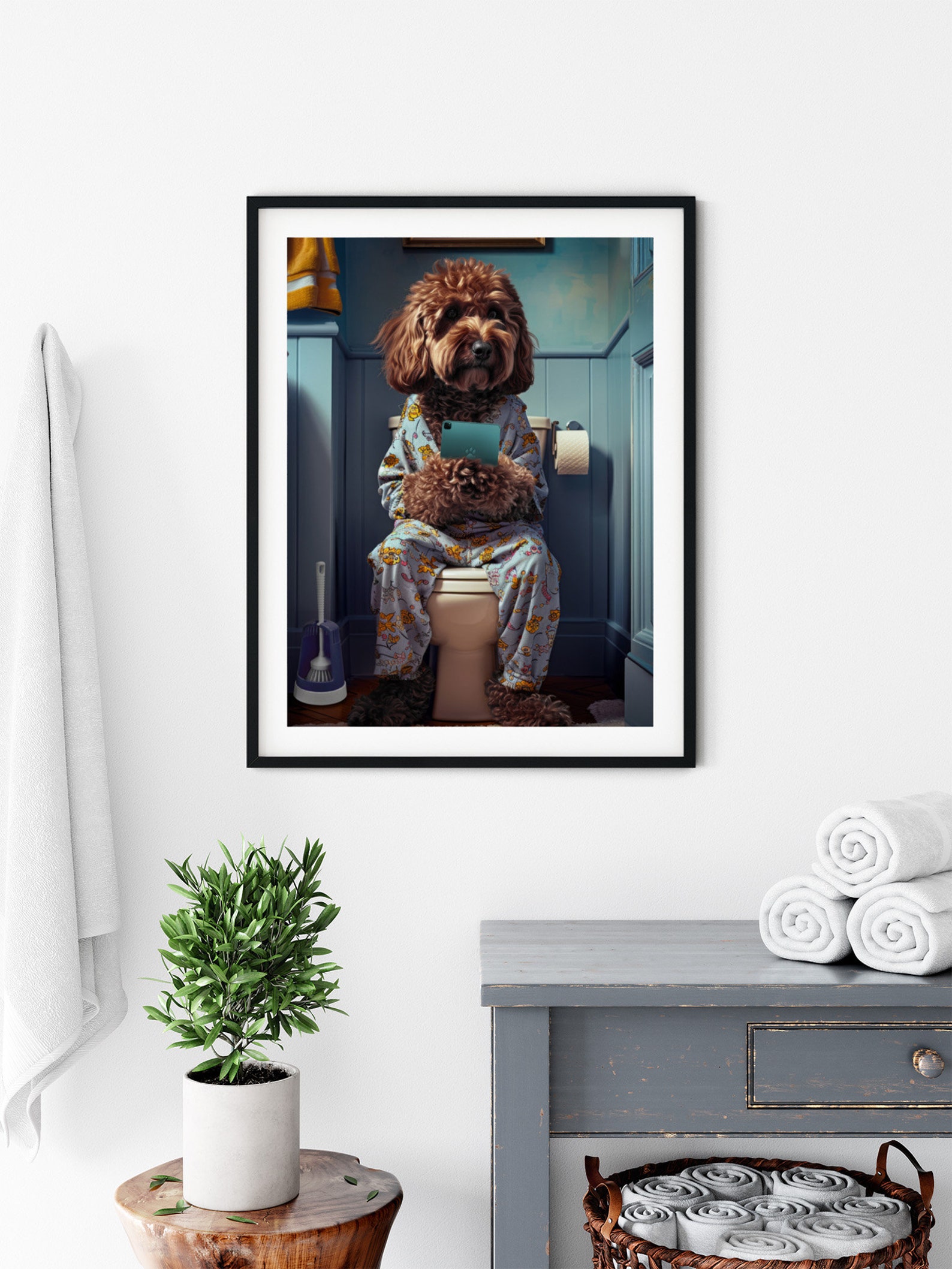 Brown Cockapoo on the Loo, Funny Toilet Humour Dog Print - Etsy