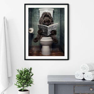 Black Cockapoo on the Loo, Funny Toilet Humour Dog Print - Etsy