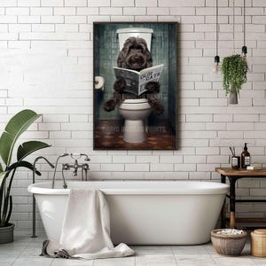 Black Cockapoo on the Loo, Funny Toilet Humour Dog Print - Etsy