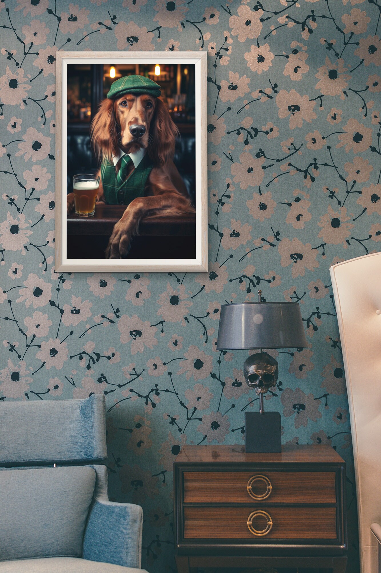 Irish Red Setter Hund im Pub, witzige personalisierte gekleidete Hunde ...