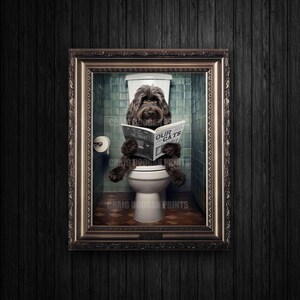 Black Cockapoo on the Loo, Funny Toilet Humour Dog Print - Etsy