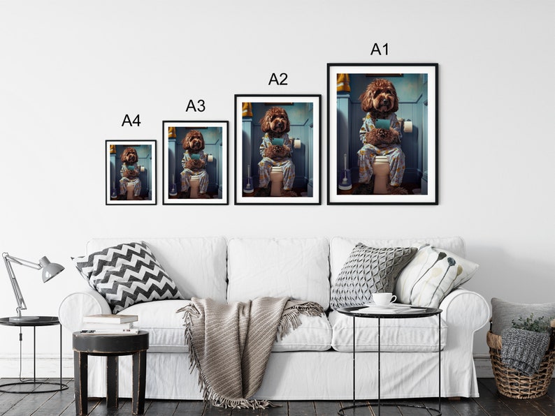 Brown Cockapoo on the Loo, Funny Toilet Humour Dog Print - Etsy