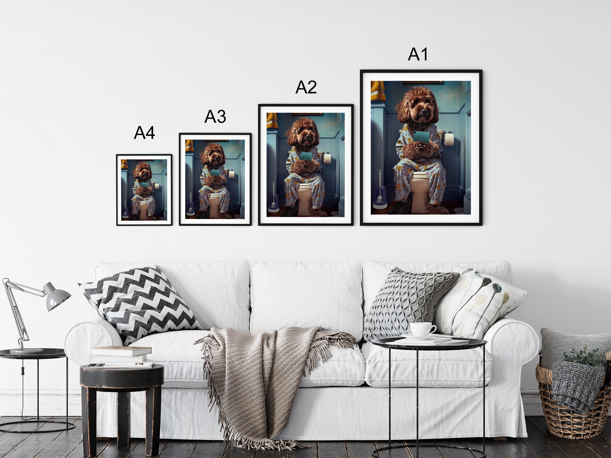 Brown Cockapoo on the Loo, Funny Toilet Humour Dog Print - Etsy
