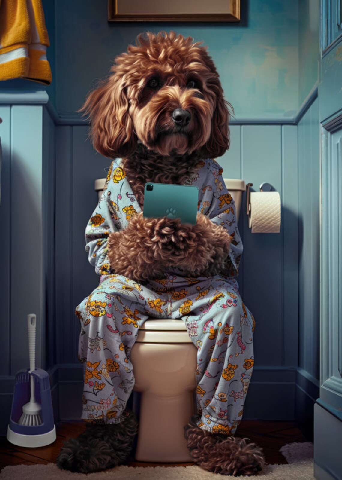 Brown Cockapoo on the Loo, Funny Toilet Humour Dog Print - Etsy