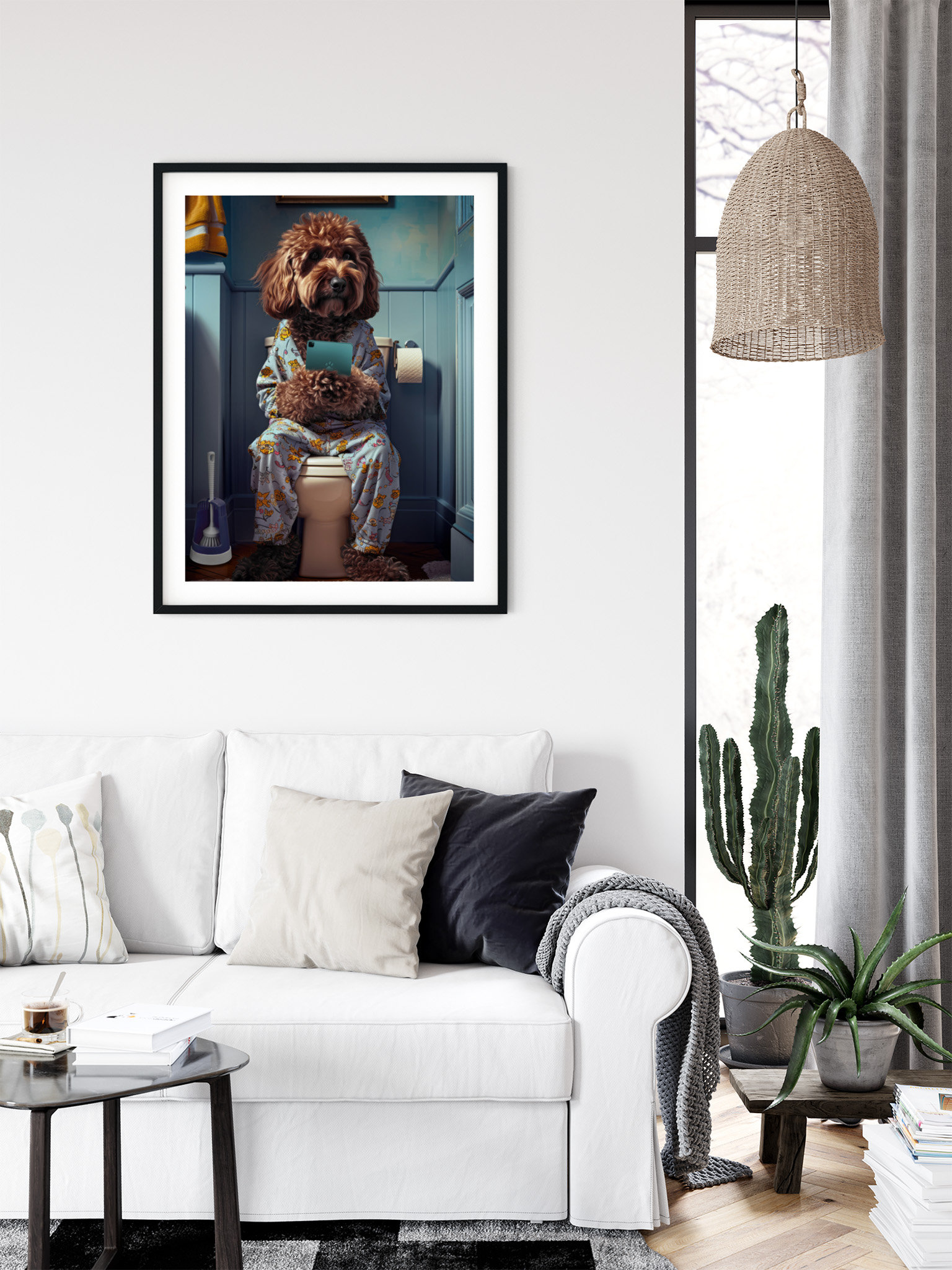 Brown Cockapoo on the Loo, Funny Toilet Humour Dog Print - Etsy