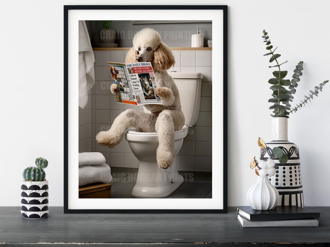 Poodle on the Toilet Print - Etsy