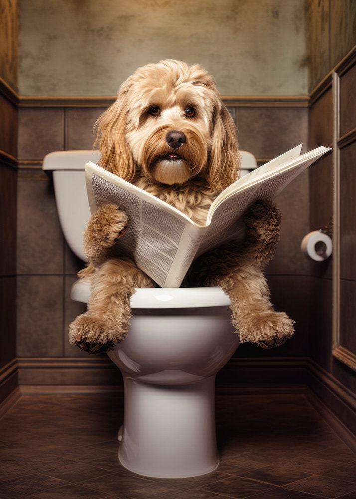 Cockapoo on the Toilet Print at Home Download Funny Dog - Etsy