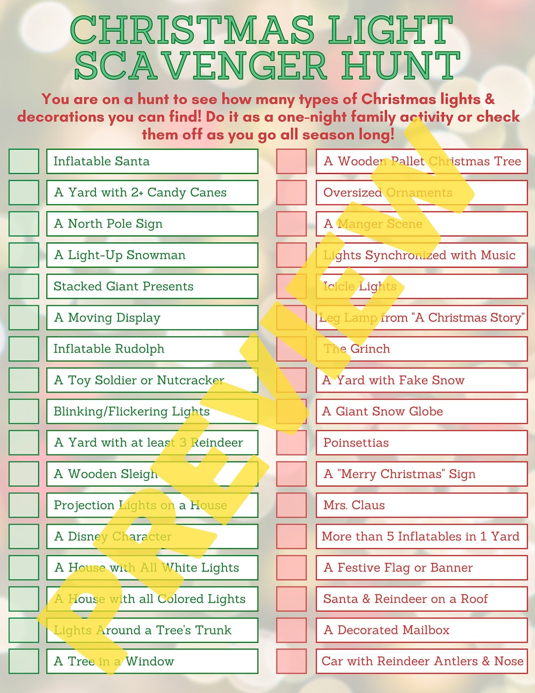 Christmas Light Scavenger Hunt - Etsy